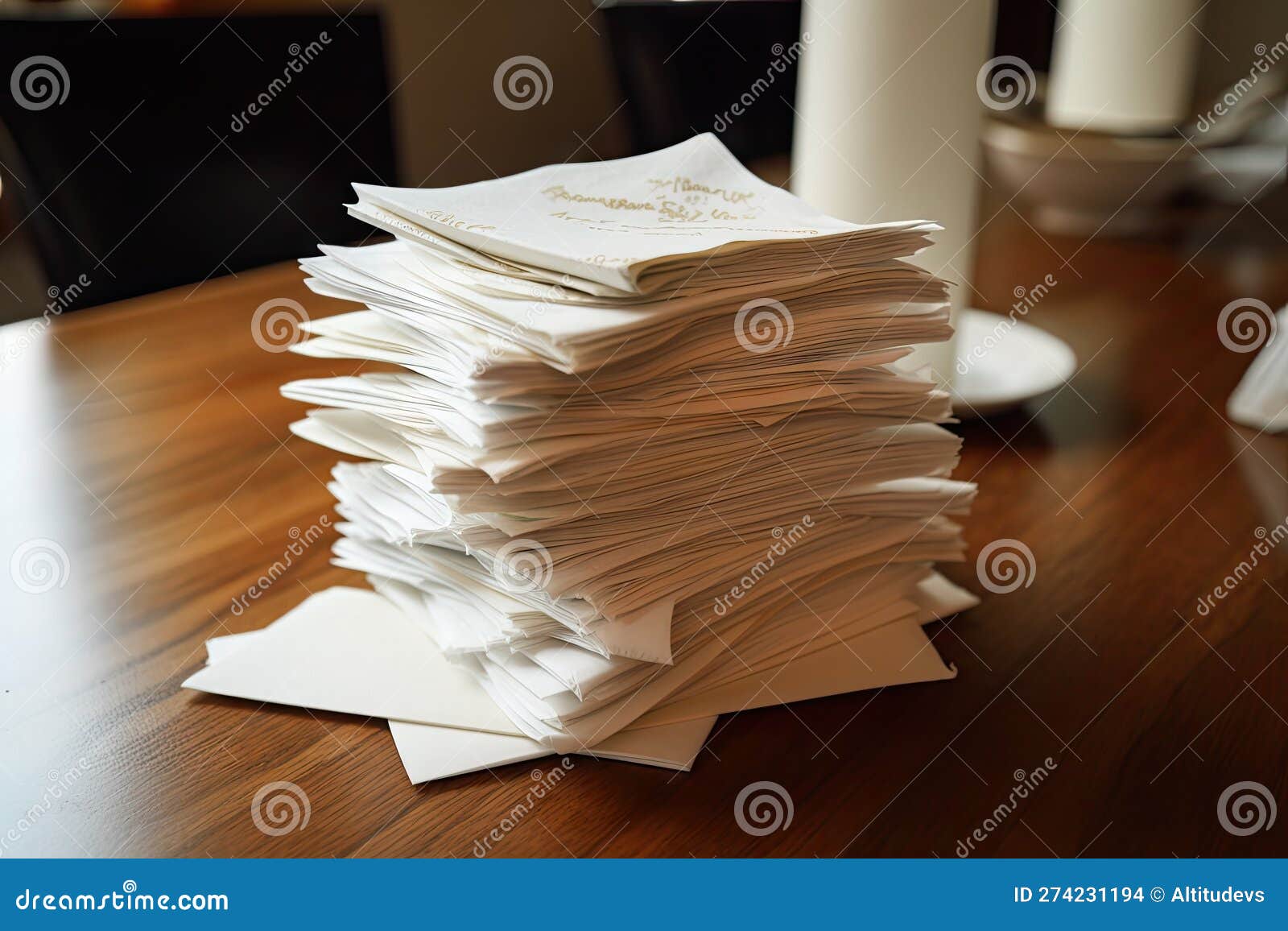 A Stack of Napkins with a Handwritten Note on Each One, for a Special ...