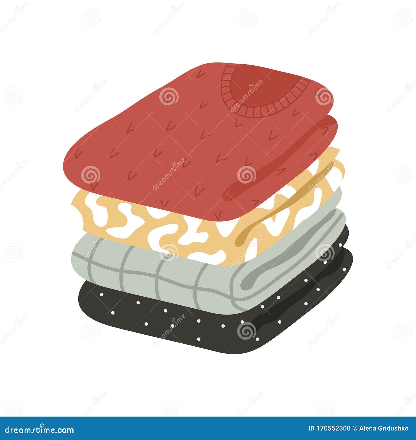 A Stack of Neatly Folded Clothes Isolated on a White Background. Vector ...