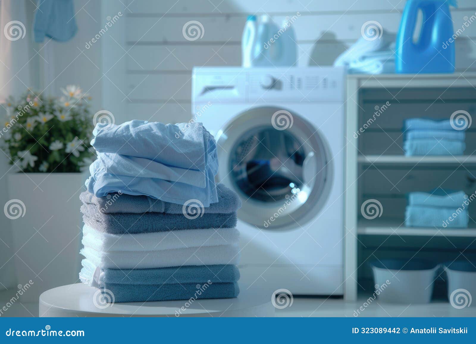Folded Laundry Forming A Neat Stack Of Clean Towels Cartoon Vector ...