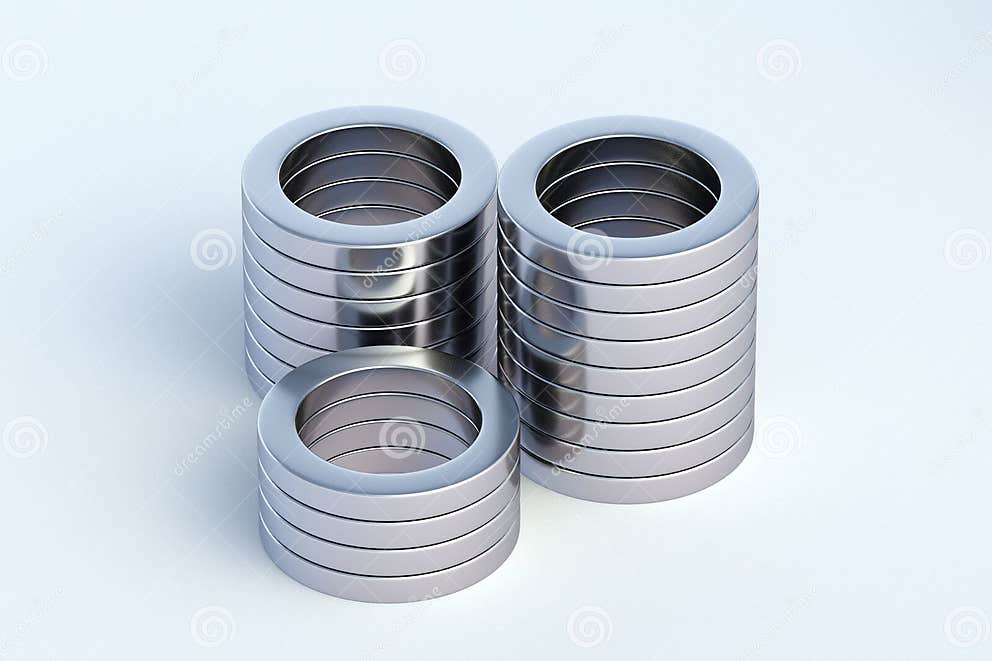 Stack of Neodymium Magnets on White Background Stock Illustration ...
