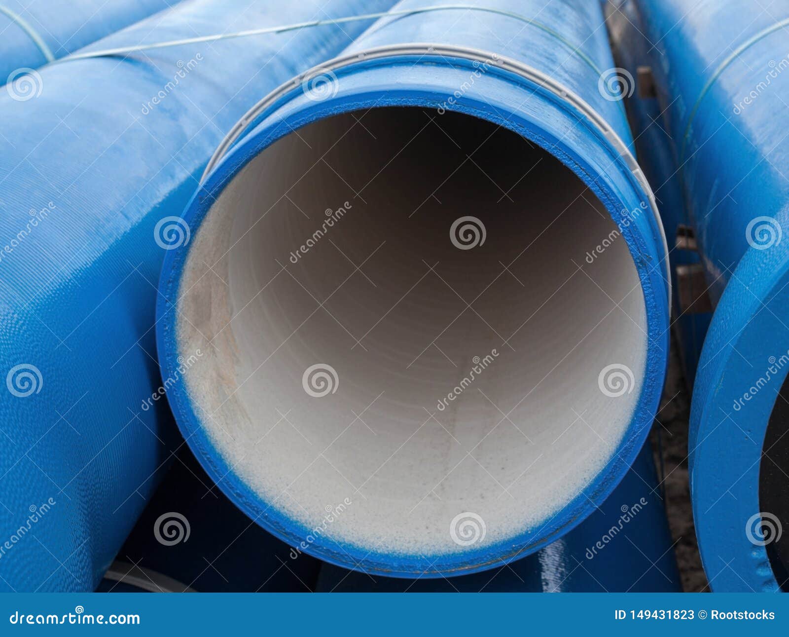 Stack of New Blue Pipes Tubes Stock Image - Image of black, line: 149431823