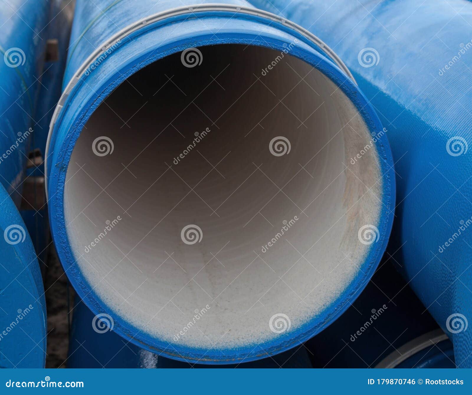 Stack of New Blue Pipes Tubes Stock Photo - Image of line, conveyance ...