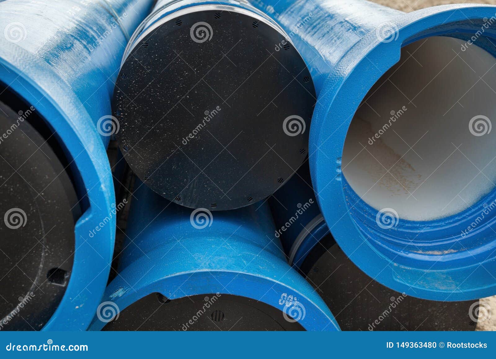 Stack of New Blue Pipes Tubes Stock Photo - Image of fluid, industry ...