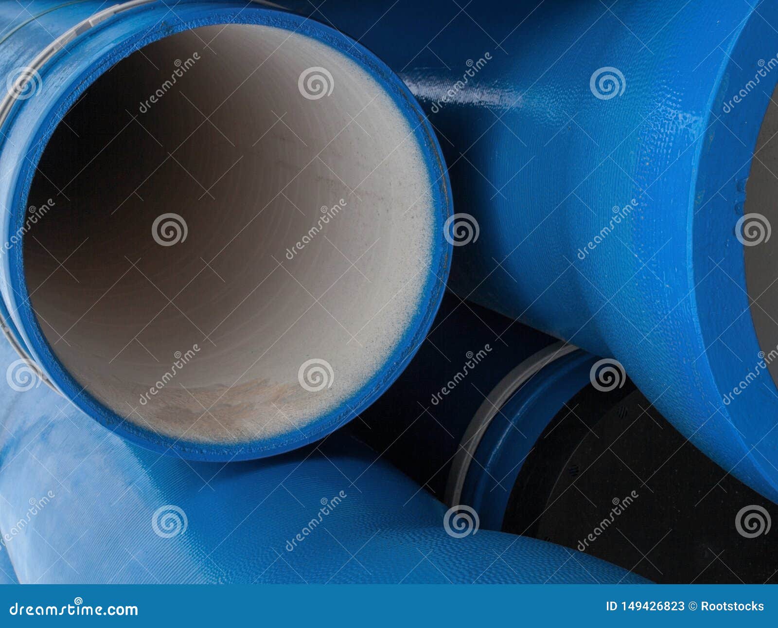 Stack of New Blue Pipes Tubes Stock Image - Image of industrial ...