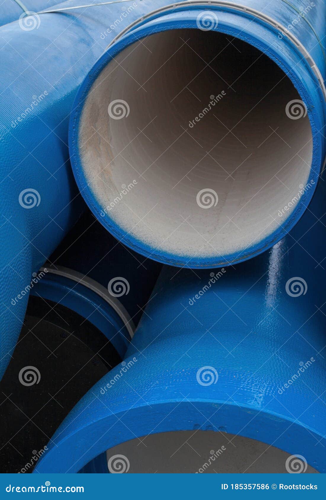 Stack of New Blue Pipes Tubes Stock Photo - Image of plant, diameter ...