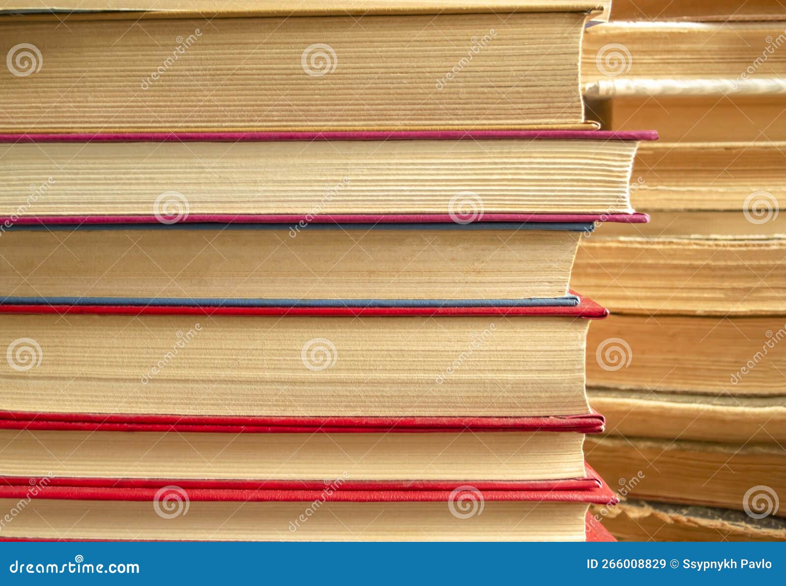 A Stack of New Books Next To Old Ones. Two Stacks of Books. Books of ...