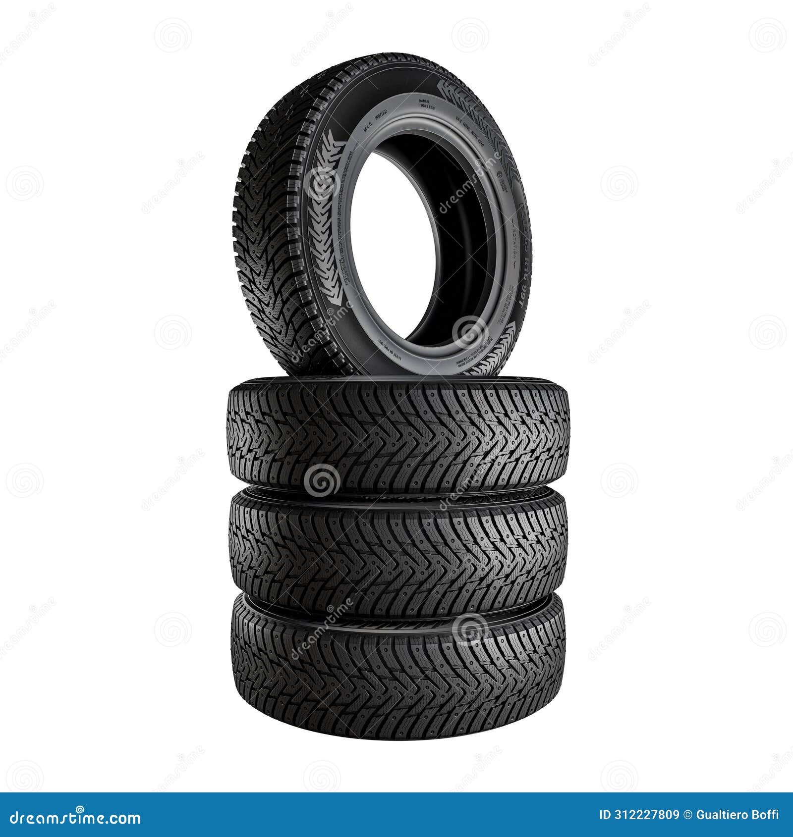 Stack of New Car Tires Isolated on White Stock Illustration ...
