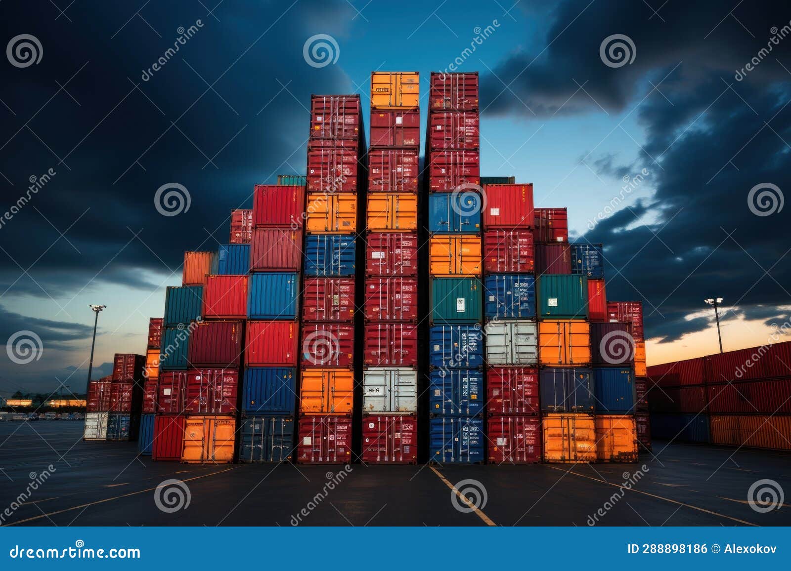 Stack of New Cargo Containers AI Generated Stock Illustration ...