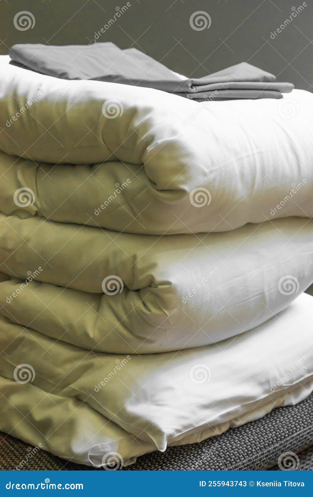 Stack of New Clean Bedding Sheets Soft Folded Blankets and Pillows ...