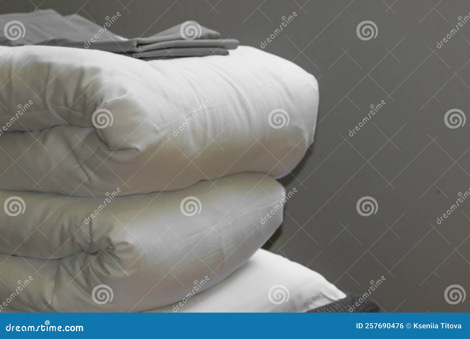 Stack of New Clean Bedding Sheets Soft Folded Blankets and Pillows ...