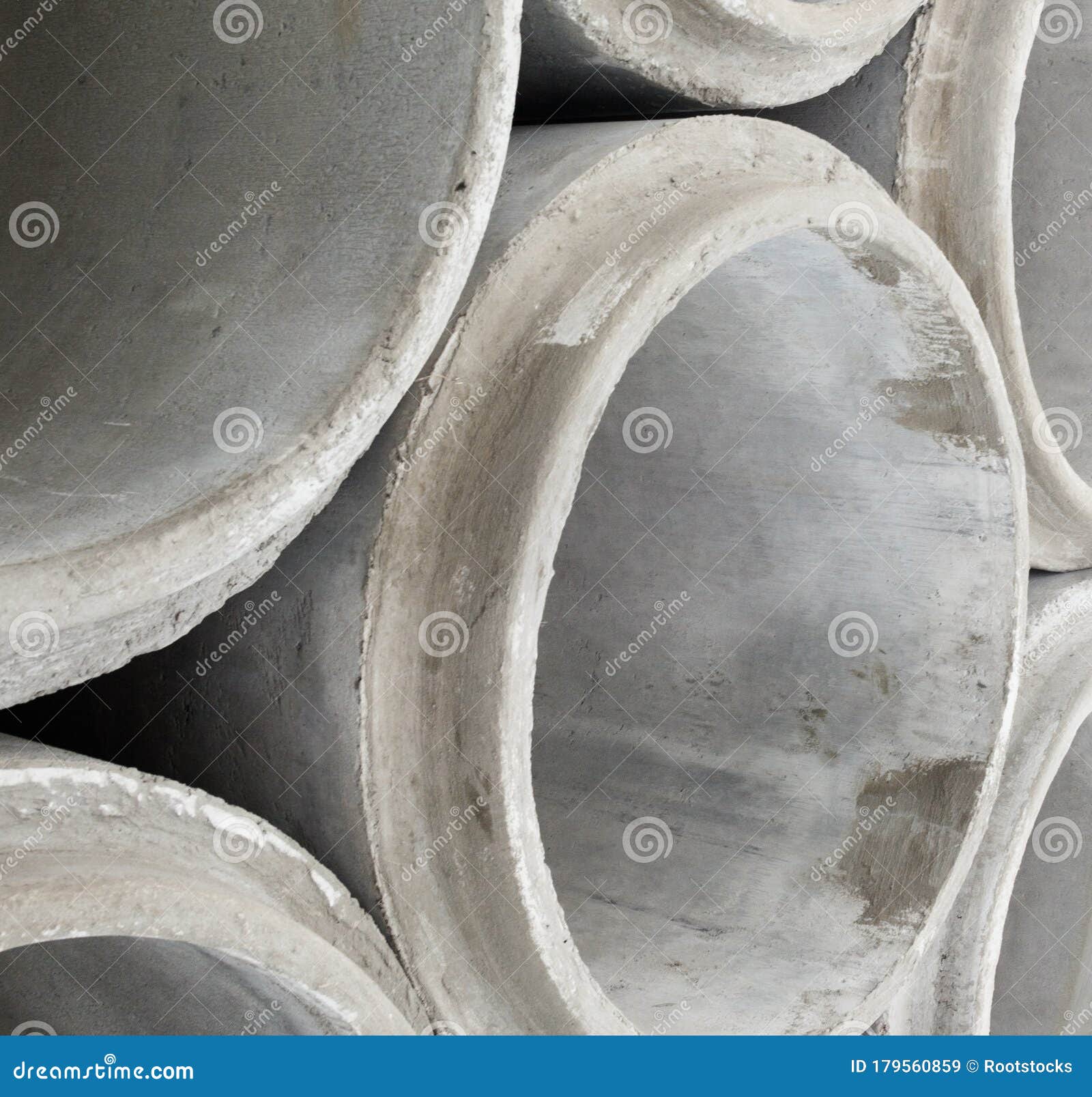 Stack of New Concrete Pipes Stock Image - Image of duct, manufacturing ...