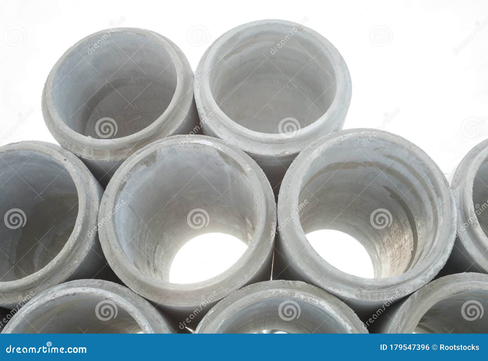 Stack of New Concrete Pipes Stock Photo - Image of business, cylinder ...