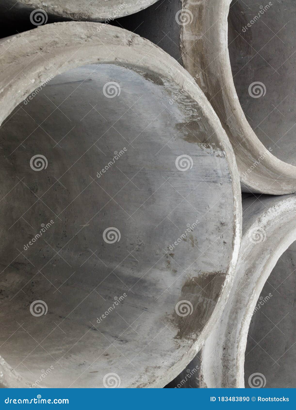 Stack of New Concrete Pipes Stock Photo - Image of pipeline, business ...