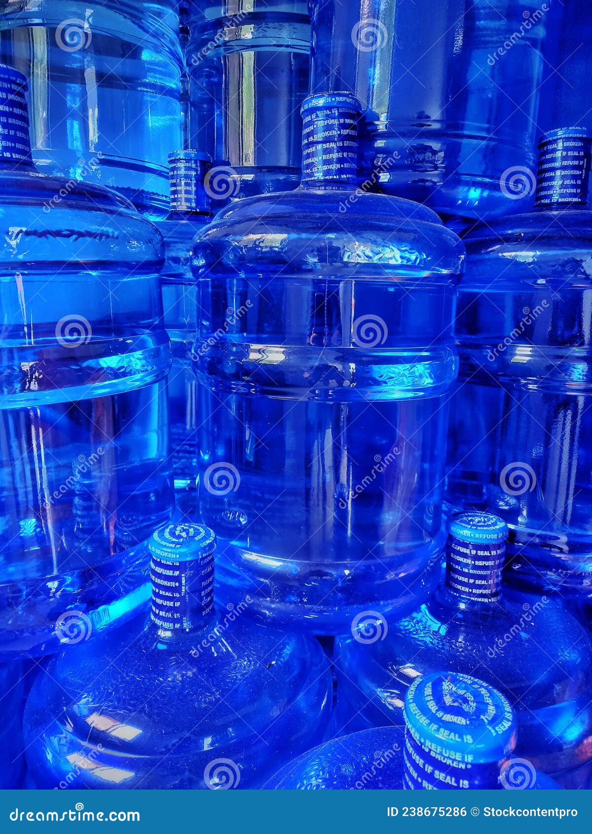 Stack of New Drinking Water Containers Ready for Delivery Stock Photo ...