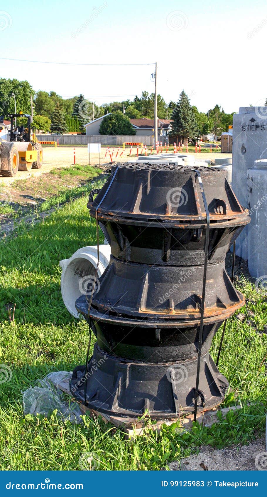 A Stack Of New Manhole Covers Stock Image | CartoonDealer.com #99125983