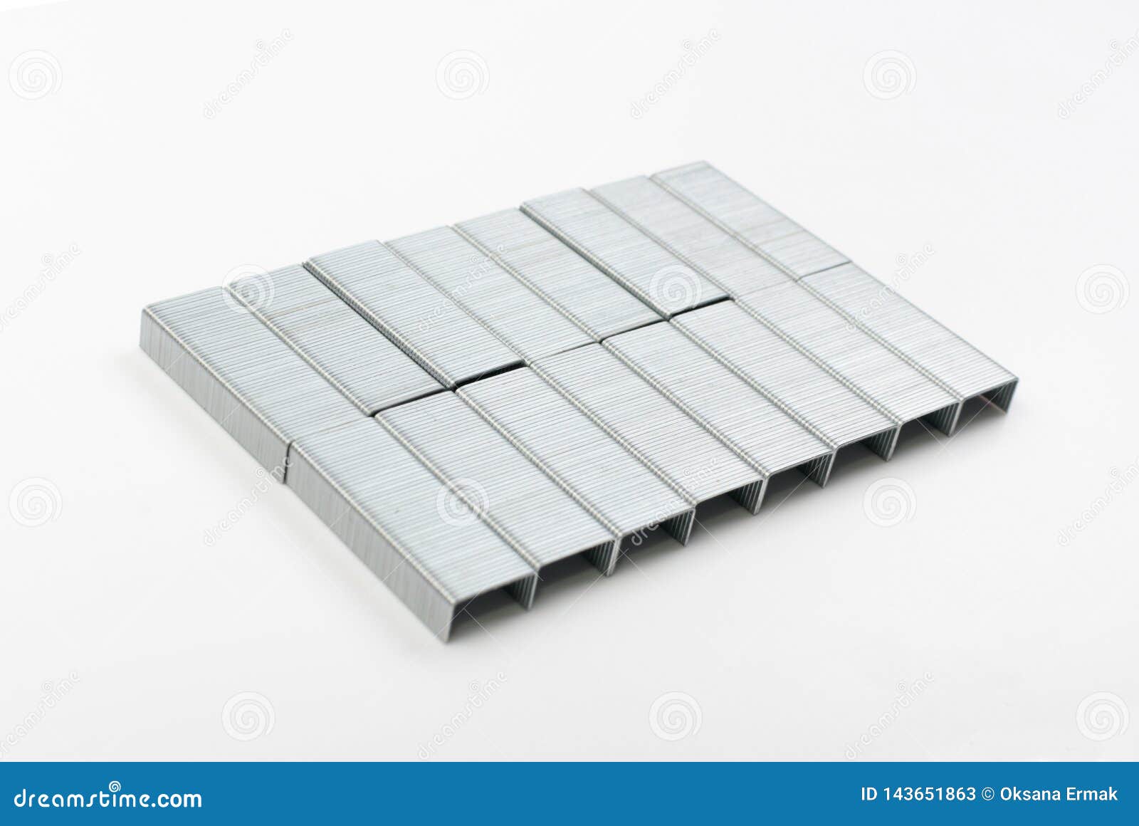 Stack of New Metal Staples for Stapler on White Stock Image - Image of ...