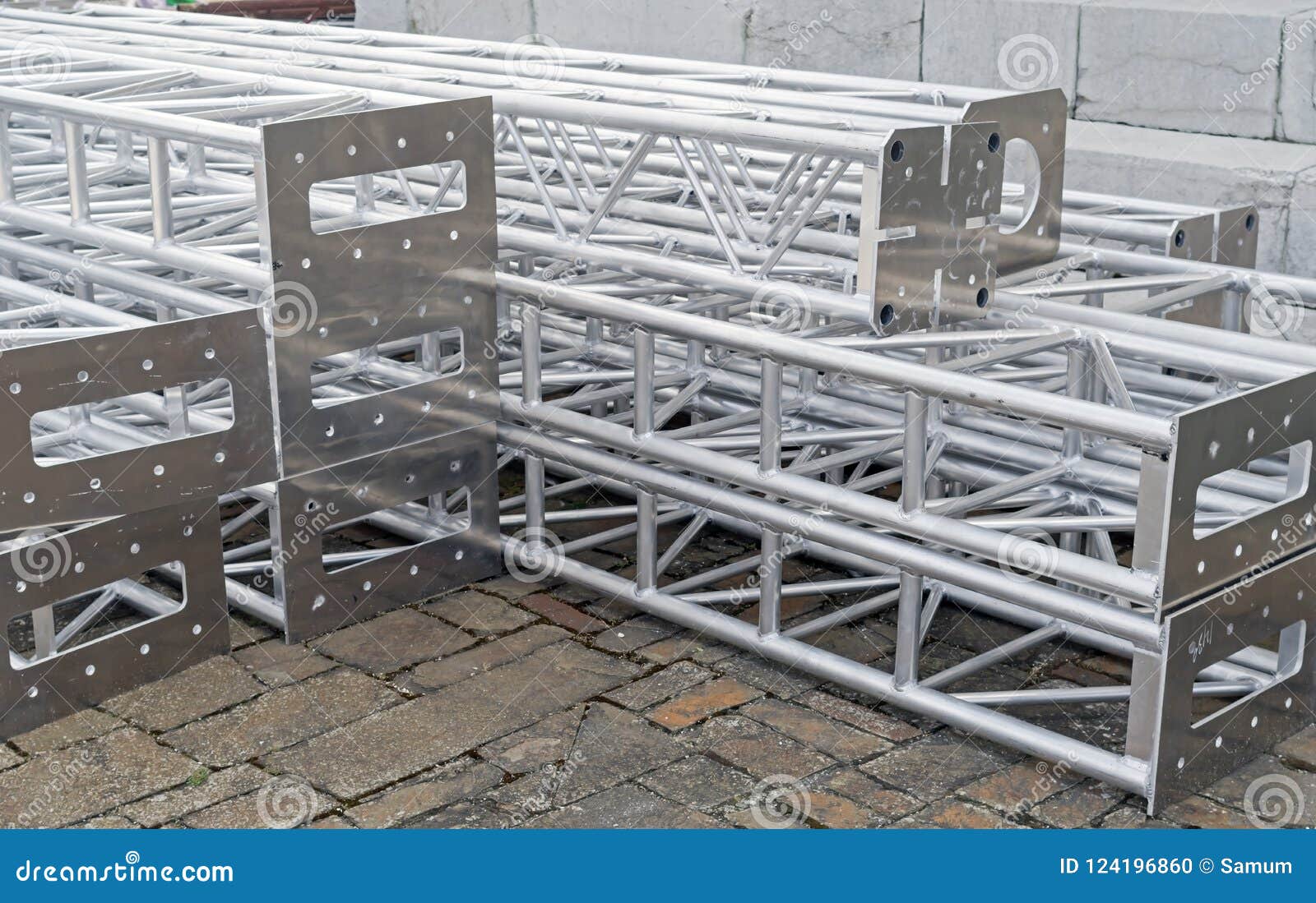 Stack of Metal Trusses for Mounting the Stage Stock Photo - Image of ...
