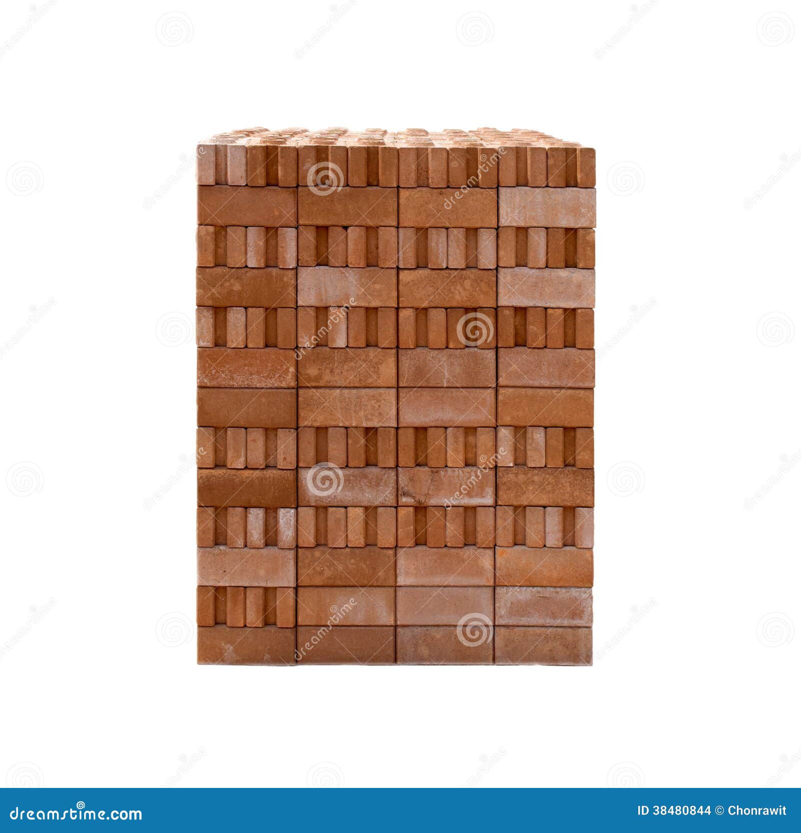 Stack of new red bricks stock photo. Image of square - 38480844