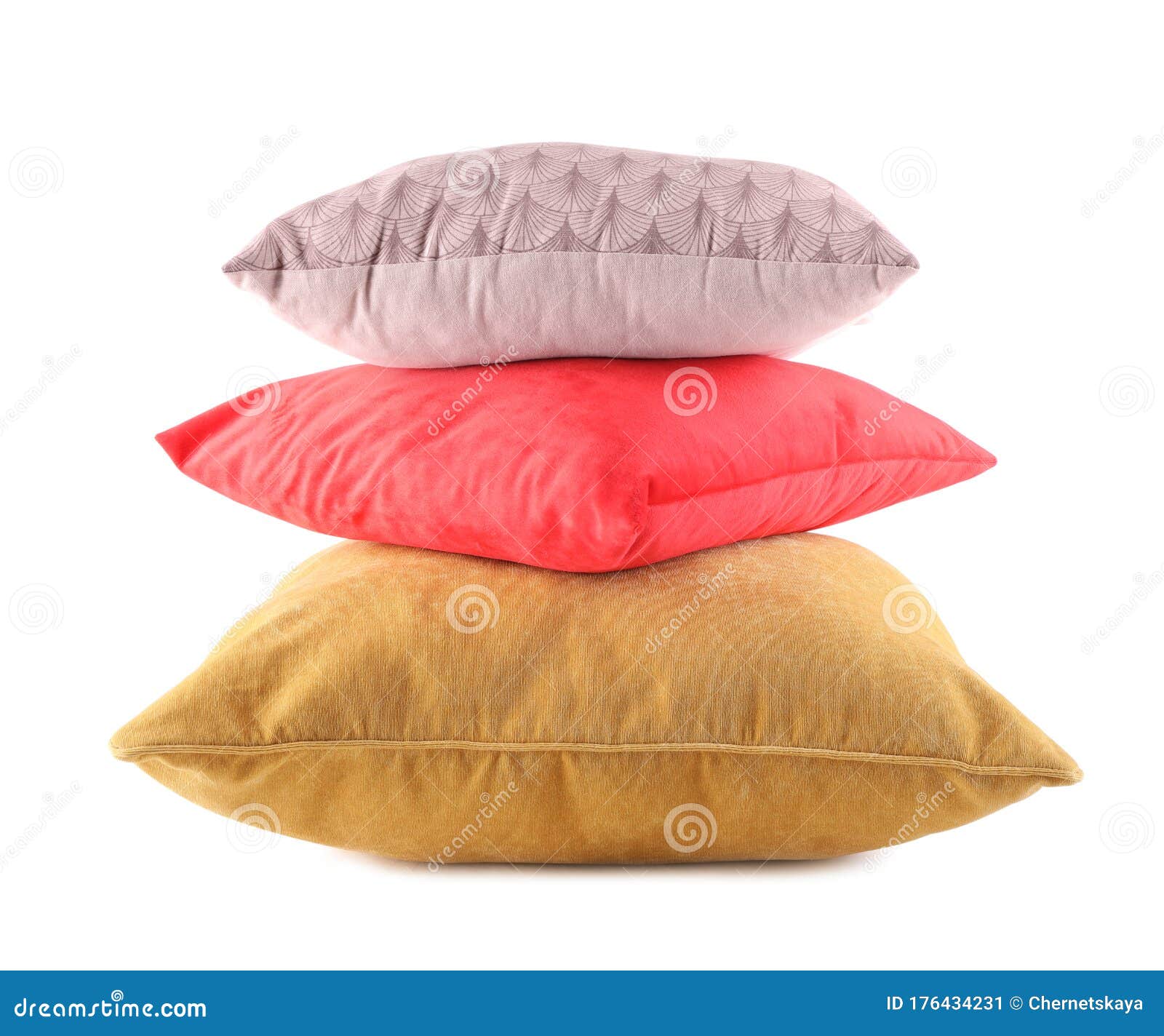 Stack of New Soft Pillows Isolated Stock Image - Image of domestic ...