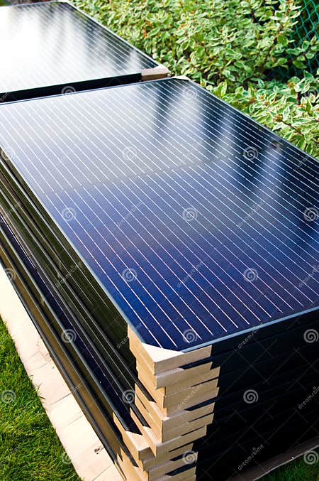 Stack of New Solar Panel Ready for Installation Stock Photo - Image of ...