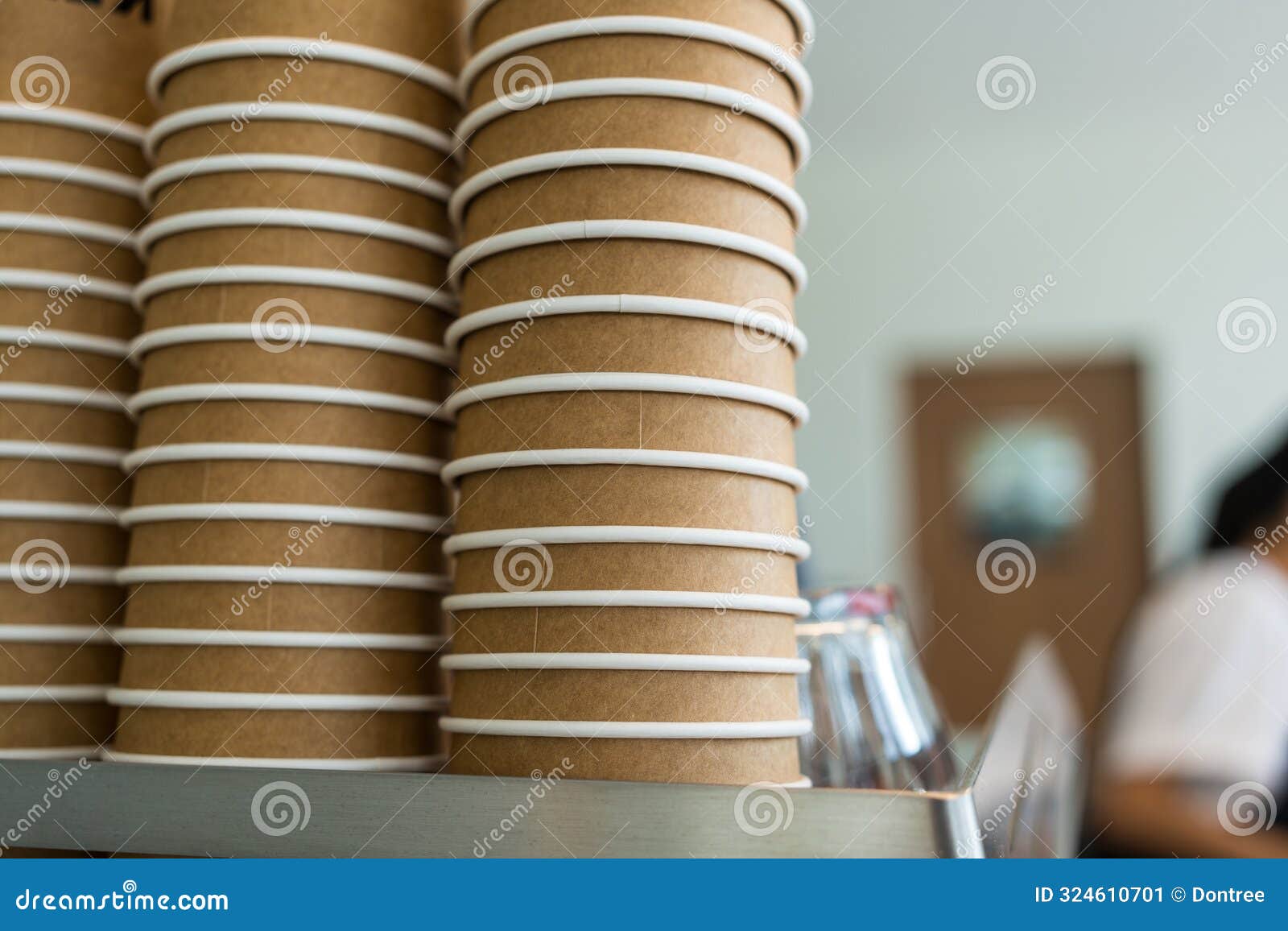 Stack of New Take Away Coffee Cups on Espresso Machine in the Cafe ...