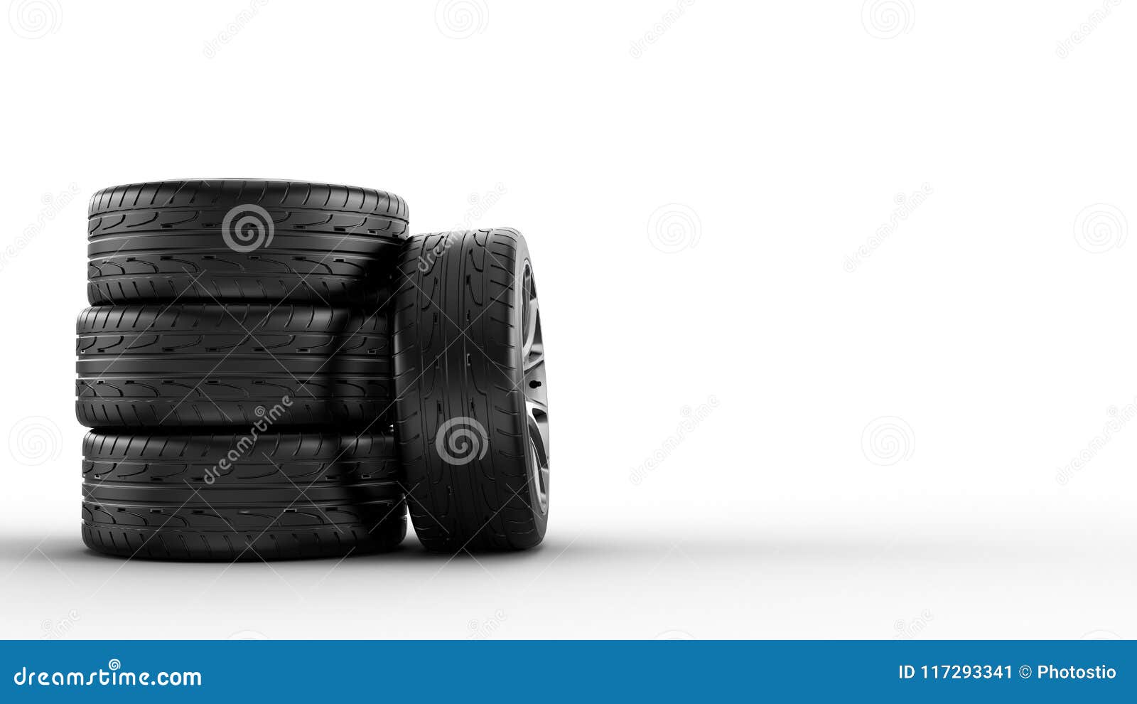 Stack of New Tires , Isolated on White Background Stock Illustration ...