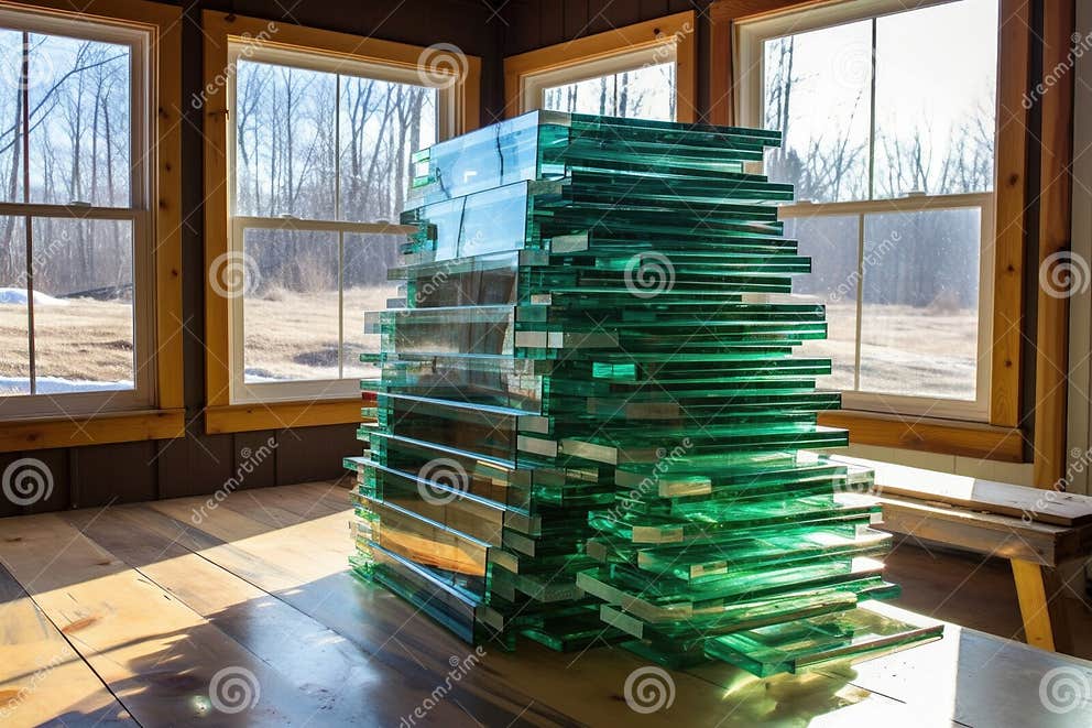 Stack of New Window Glass Panes Ready for Installation Stock Image ...