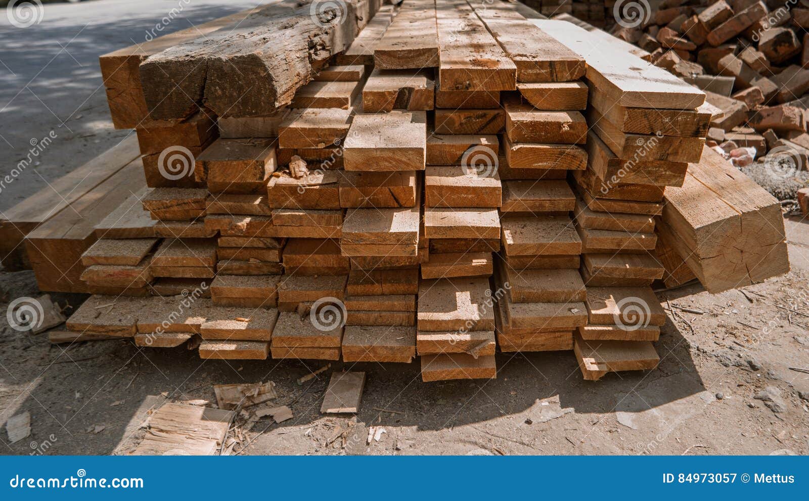 Stack of New Wooden Planks. Close Up Shot Stock Image - Image of ...