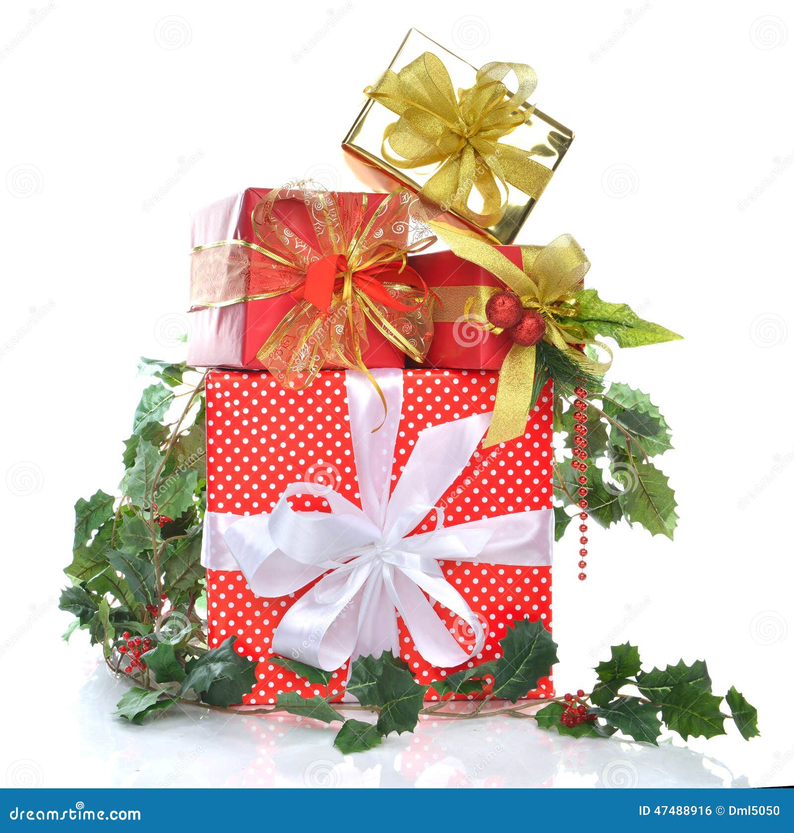 Stack of New Year Christmas Presents Gifts Stock Photo - Image of ...