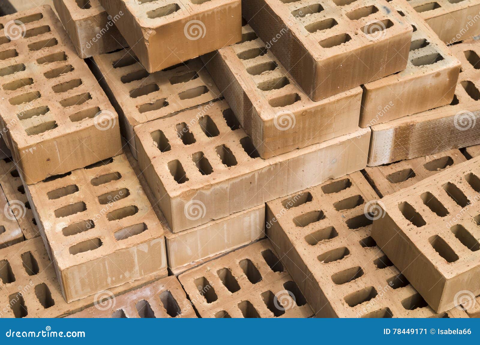 A Stack of New Yellow Clay Bricks Stock Image - Image of pile ...
