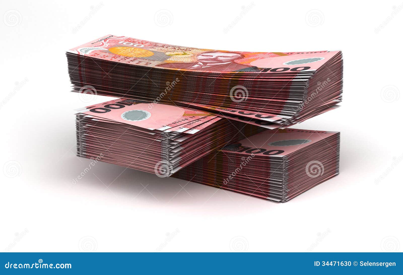 Stack of New Zealand Dollar Stock Illustration - Illustration of bank ...