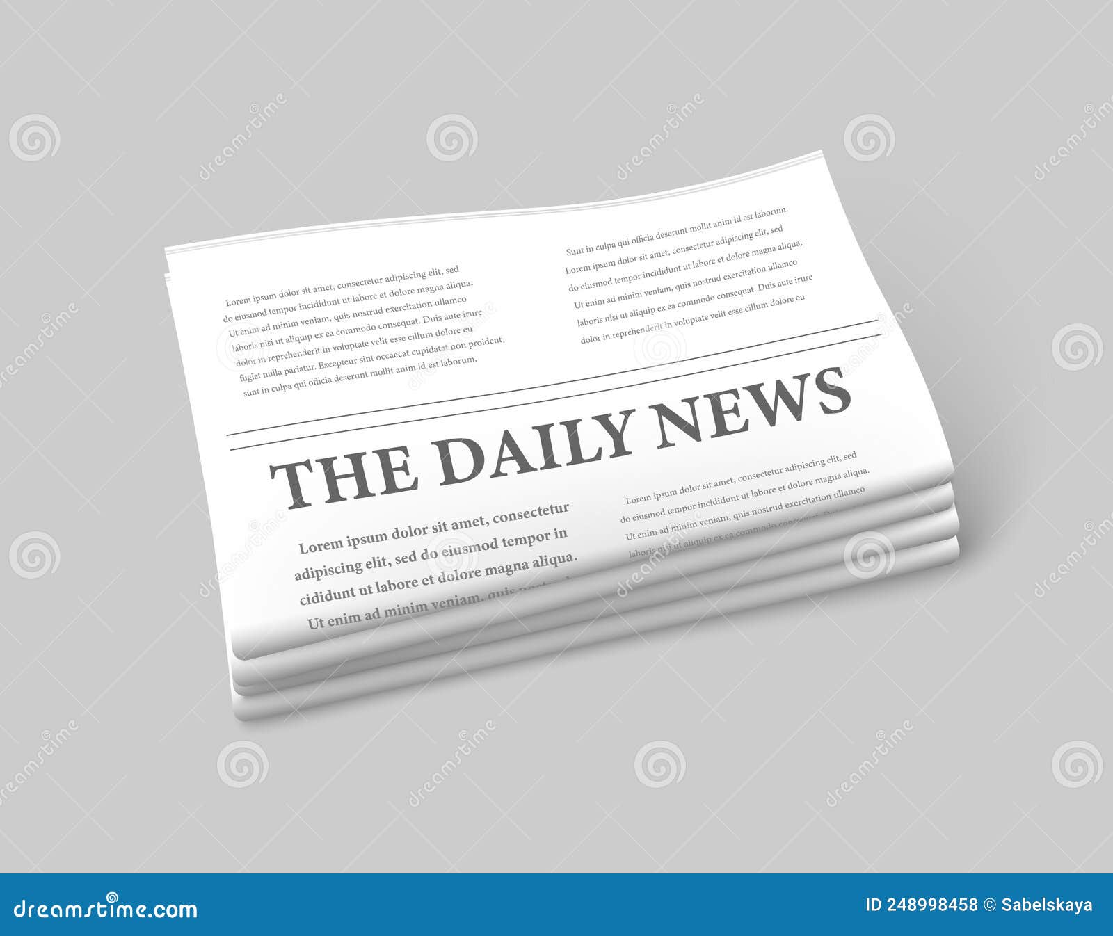 Stack Newspaper Sheets with Sample Text, Realistic Vector Illustration ...