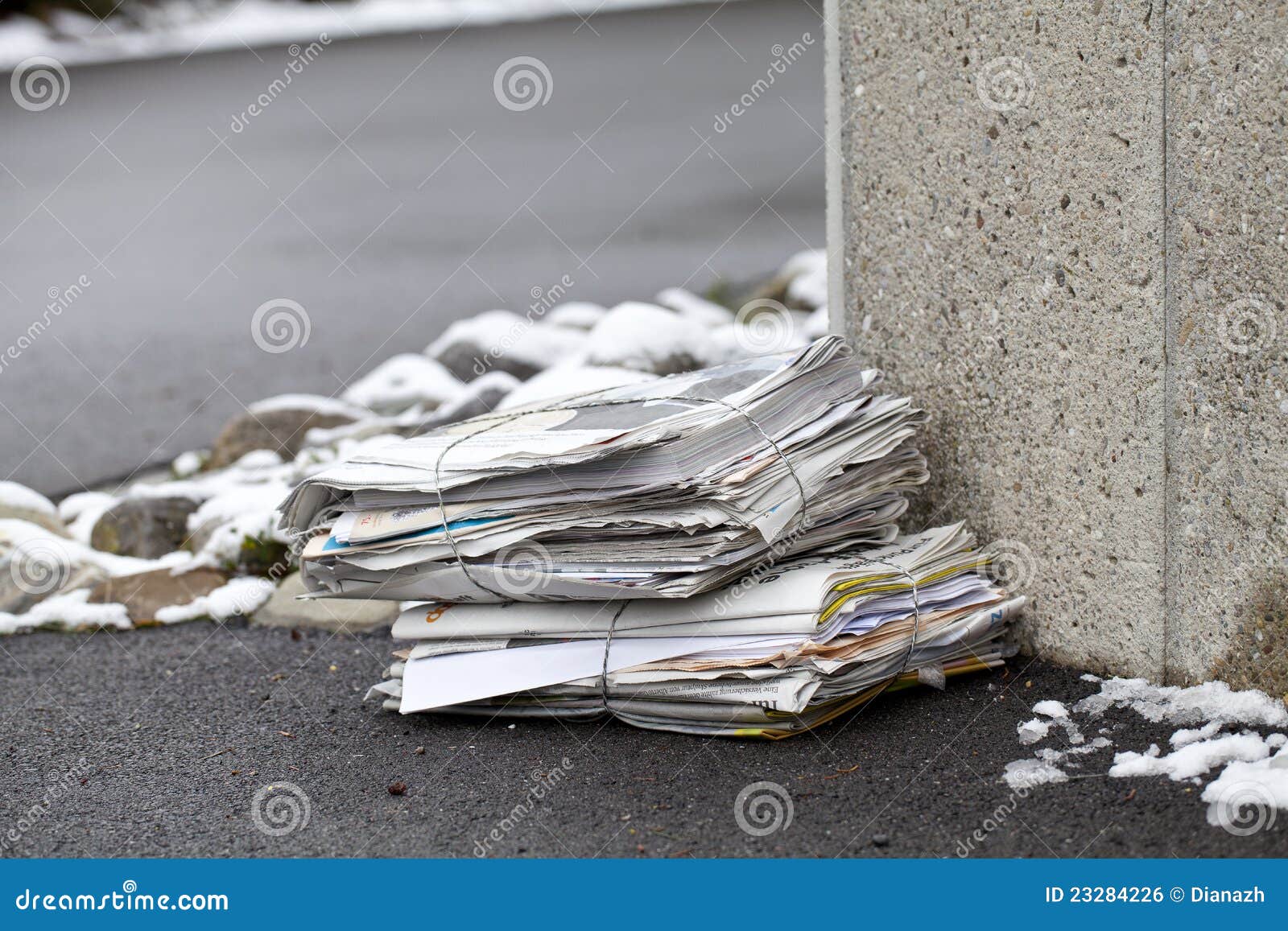 Stack of Newspaper on a Street Stock Photo - Image of away, newspaper ...