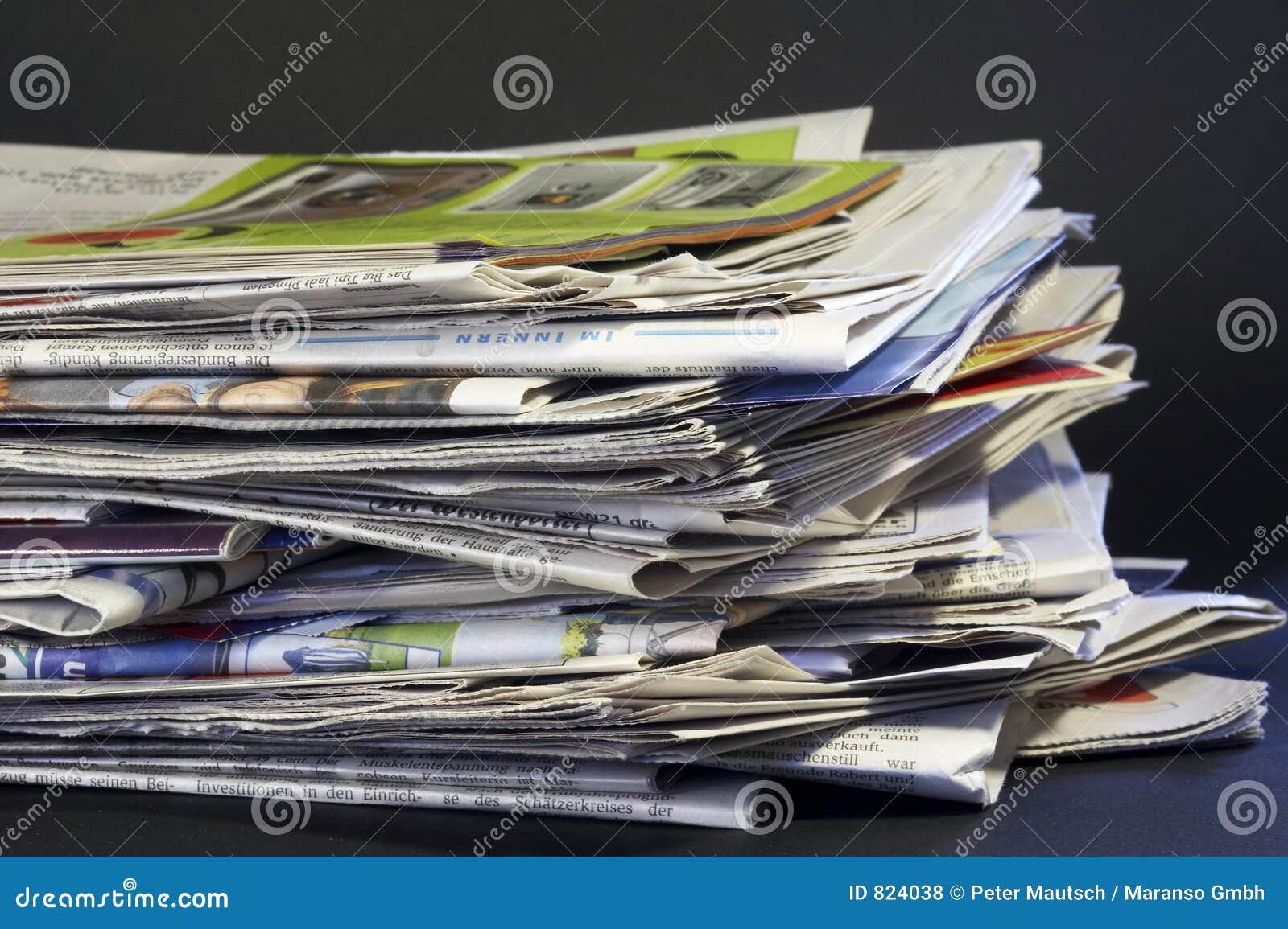 Daily stack of newspapers stock photo. Image of journal - 824038