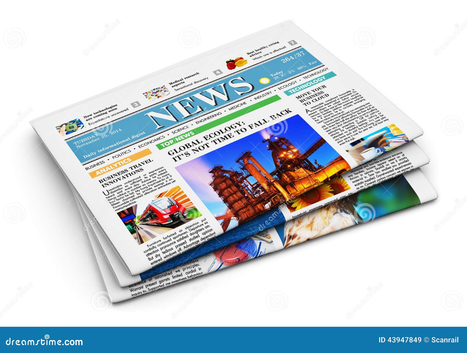 Stack of newspapers stock illustration. Illustration of newsletter ...