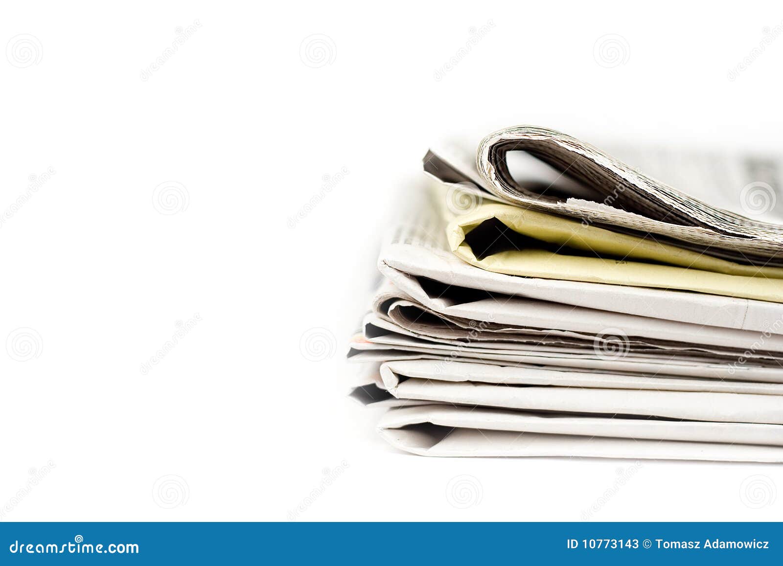 Stack of Newspapers in Color Isolated Stock Image - Image of journal ...