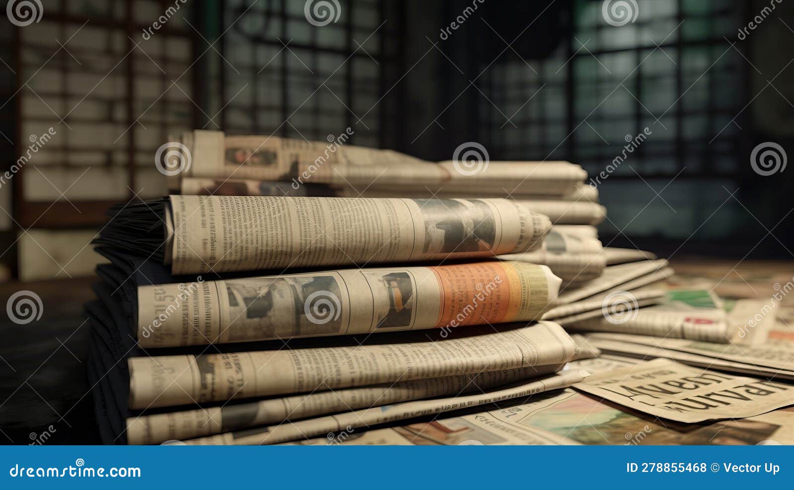 A Stack of Newspapers with Headlines. Generative AI Stock Illustration ...