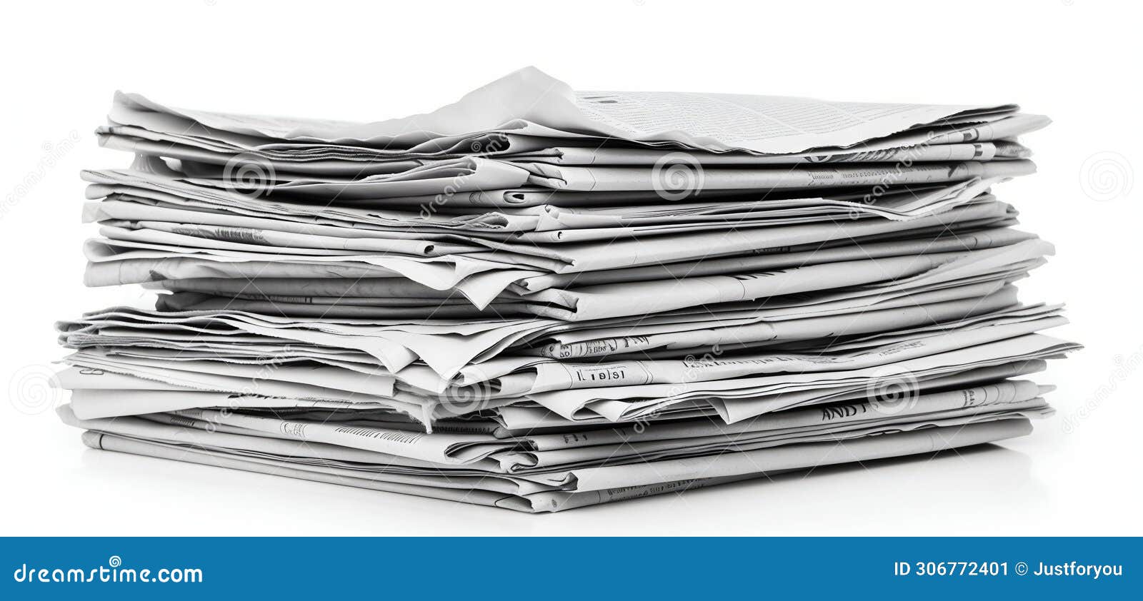 Stack of Newspapers Isolated on White Background. Generative Ai Stock ...