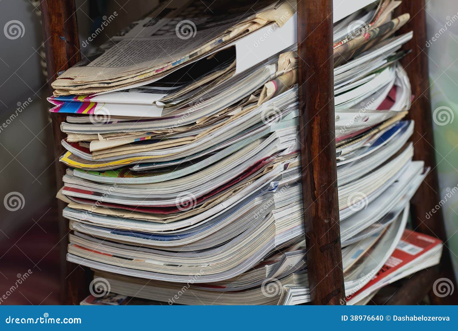Stack Of Newspapers And Magazines In Reading Table Royalty-Free Stock ...