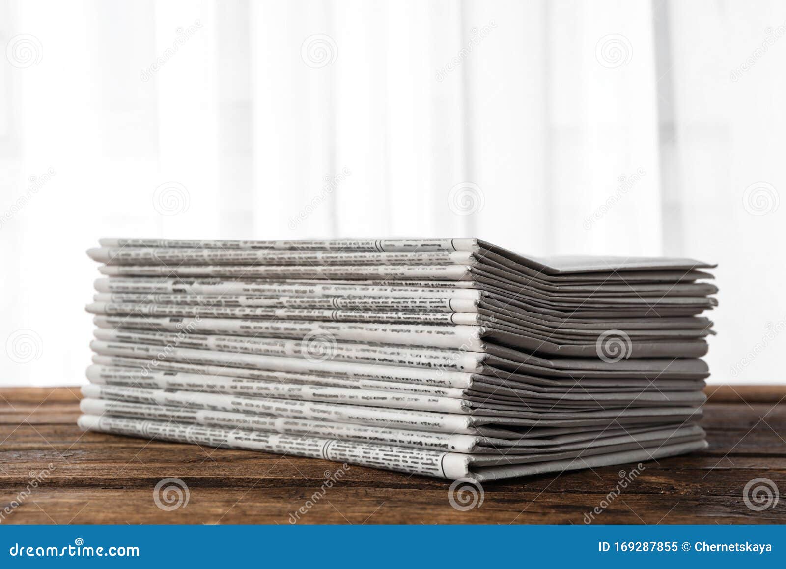 Stack of Newspapers on Table. Journalist`s Work Stock Image - Image of ...