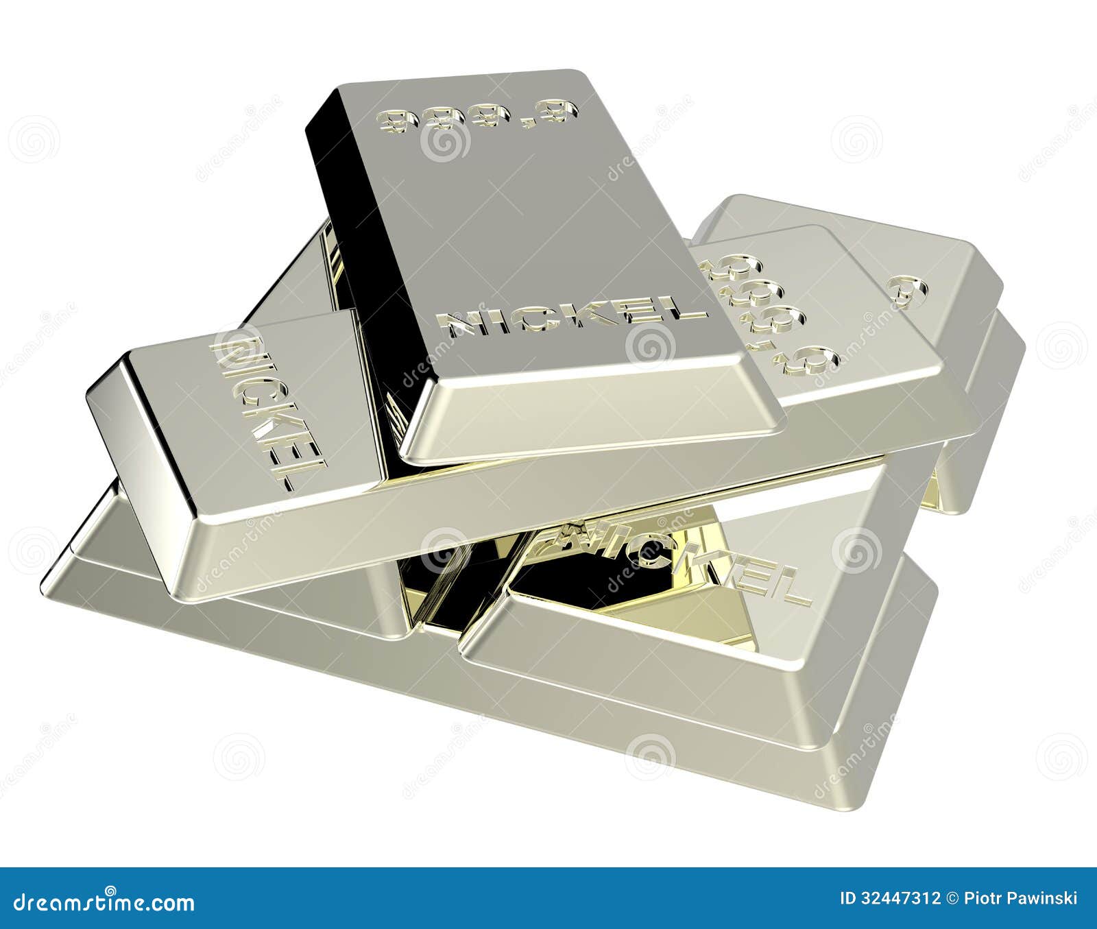 Stack of Nickel Ingots Isolated on White. Stock Illustration ...