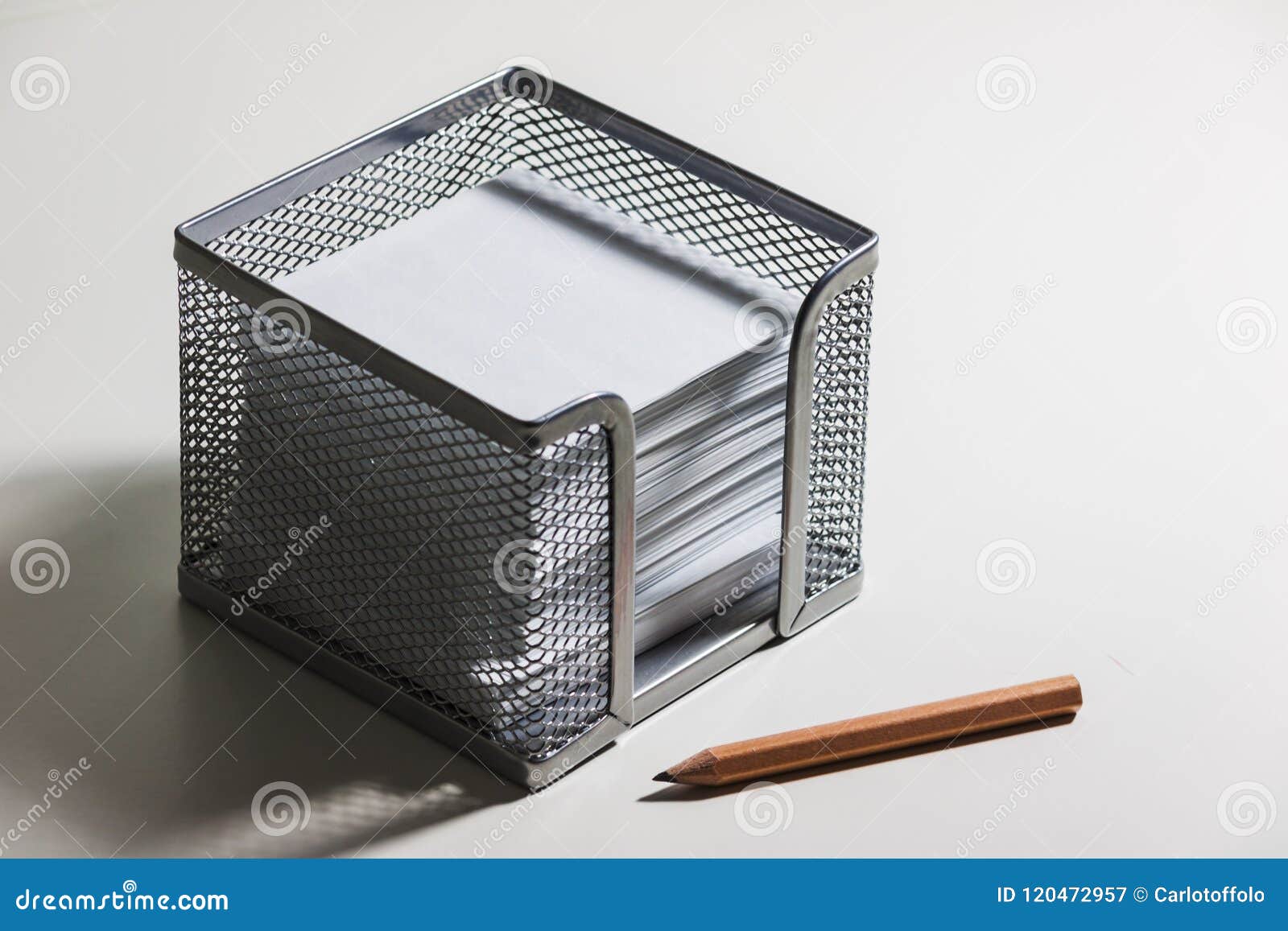 Note Sheets in a Metallic Box and a Pencil Stock Image - Image of ...