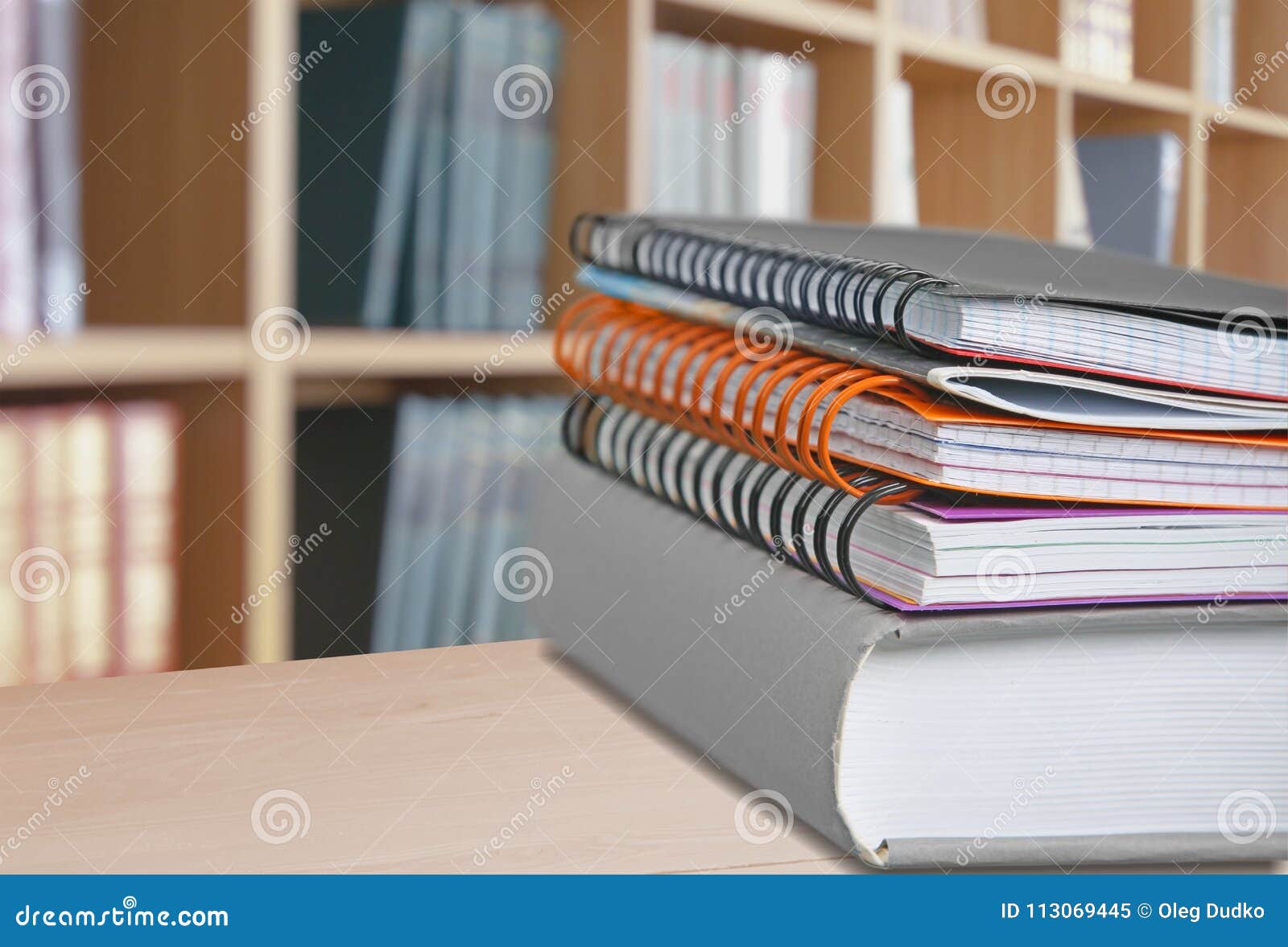 Stack of Notebooks with Book on Stock Image - Image of school, cover ...