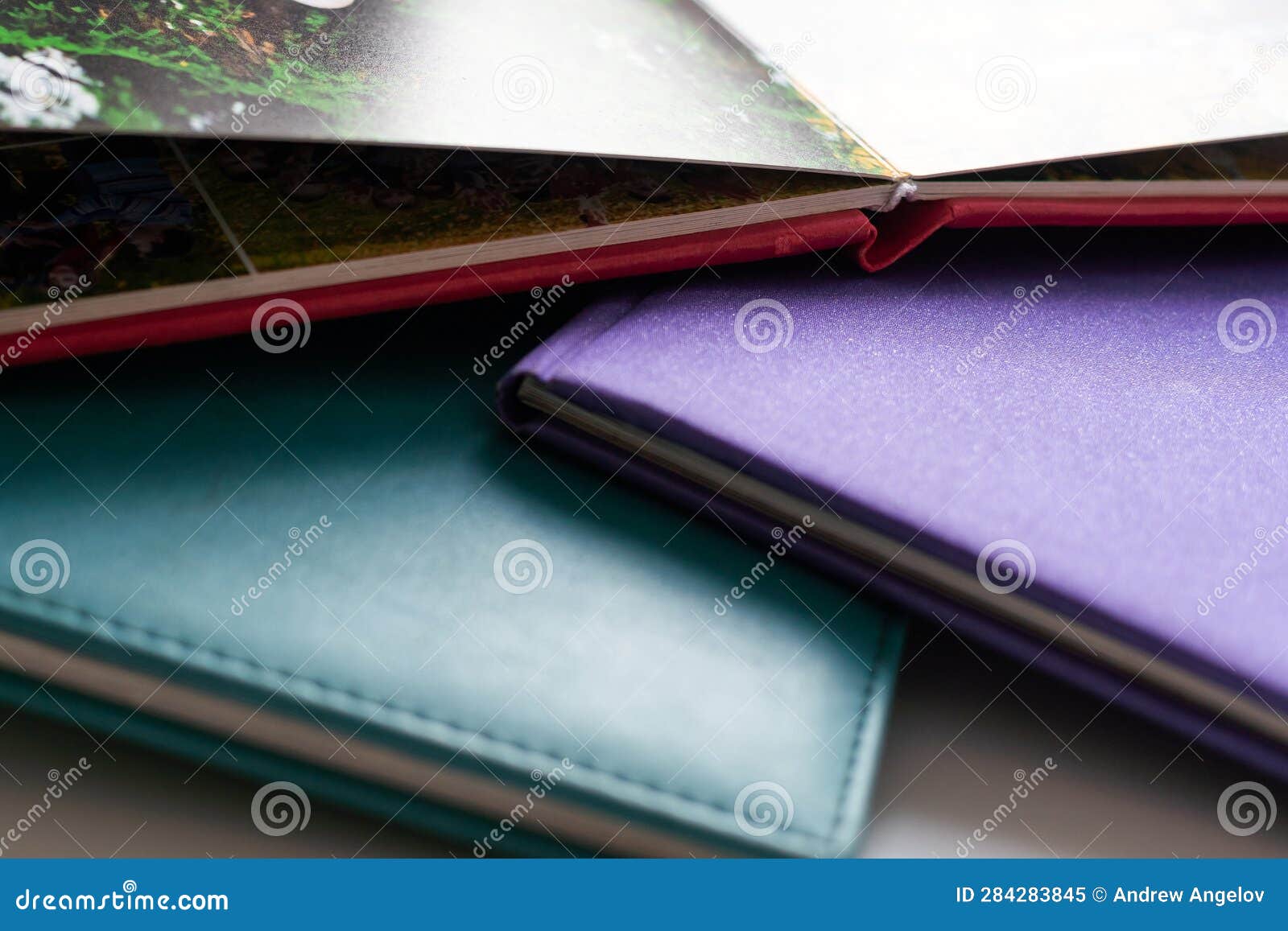 Stack of Notebooks with Color Leather Cover Stock Image - Image of ...