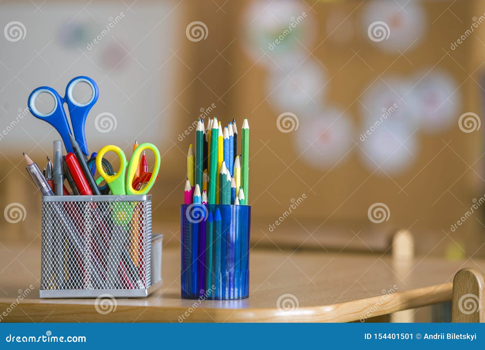 Stack of Notebooks, Colorful Drawing Pencils and Stationery Arrangement ...