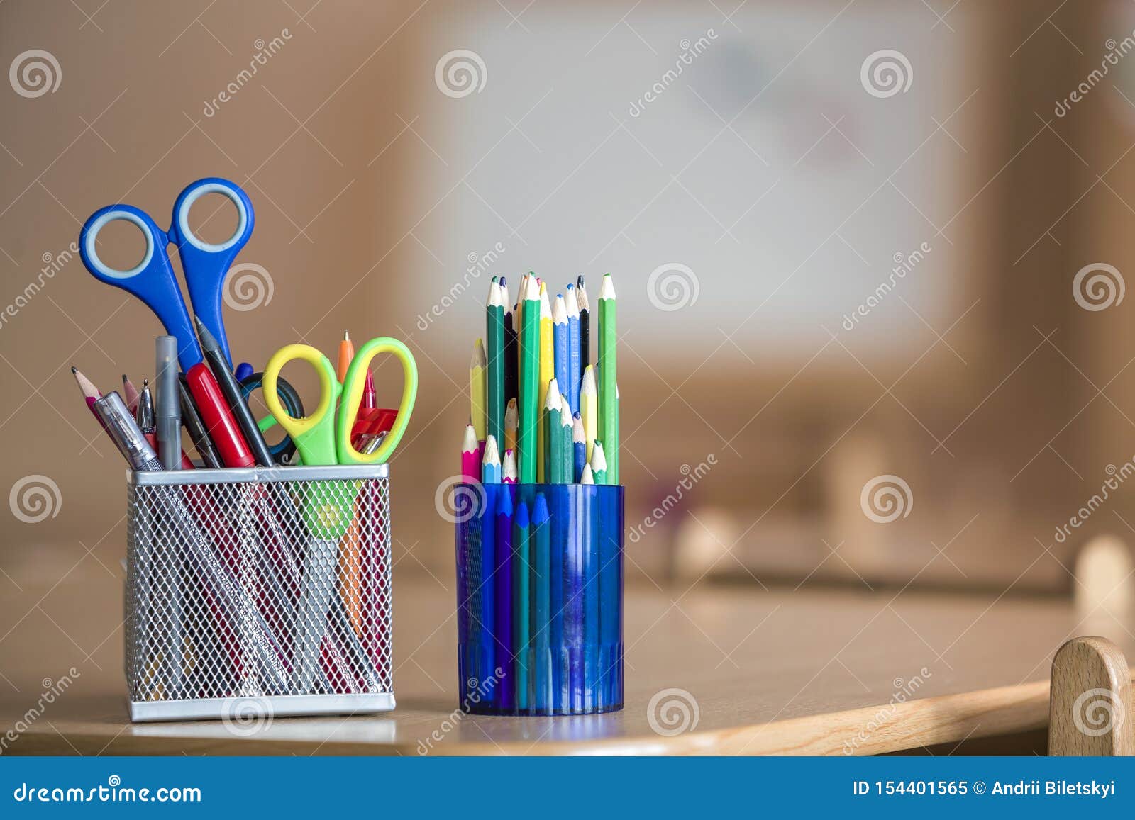 Stack of Notebooks, Colorful Drawing Pencils and Stationery Arrangement ...