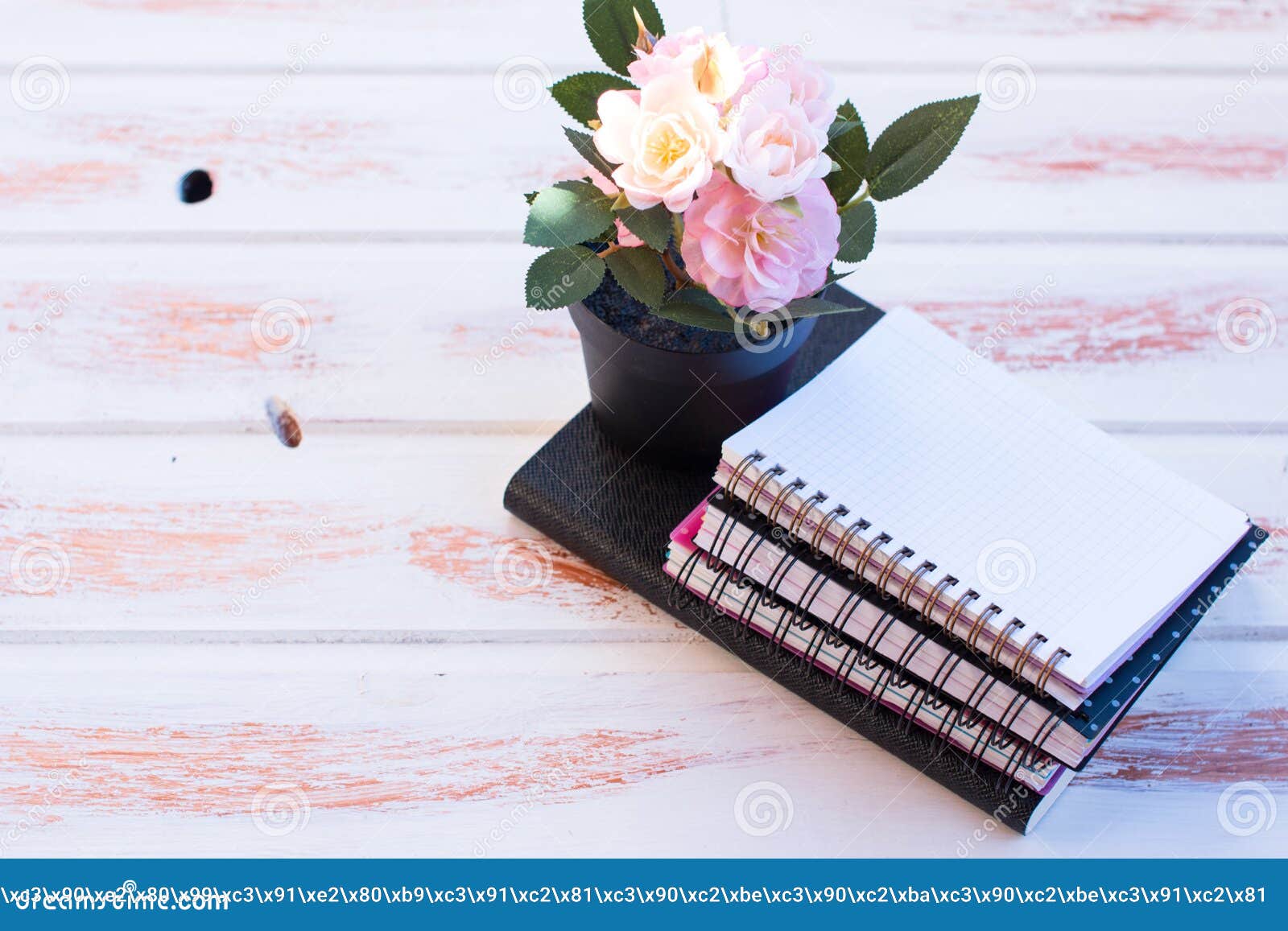 A Stack of Notebooks on the Desktop. Stock Image - Image of hardcover ...