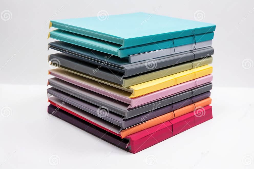 A Stack of Notebooks, Each with a Different Colored Cover Stock Photo ...
