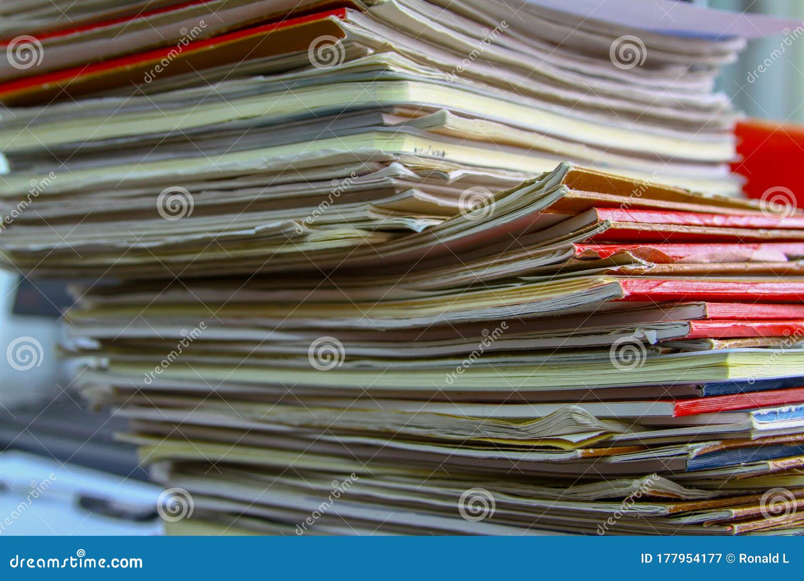 A Stack of Notebooks Paperwork Stock Image - Image of city, basket ...