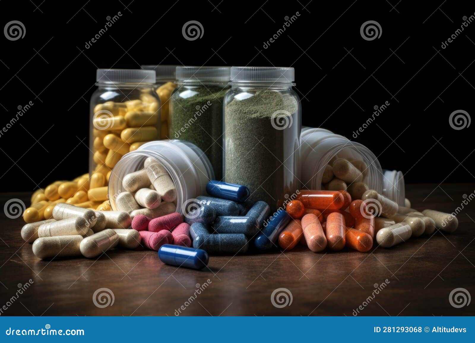 A Stack of Nutritional Supplements in a Neat and Orderly Pile Stock ...